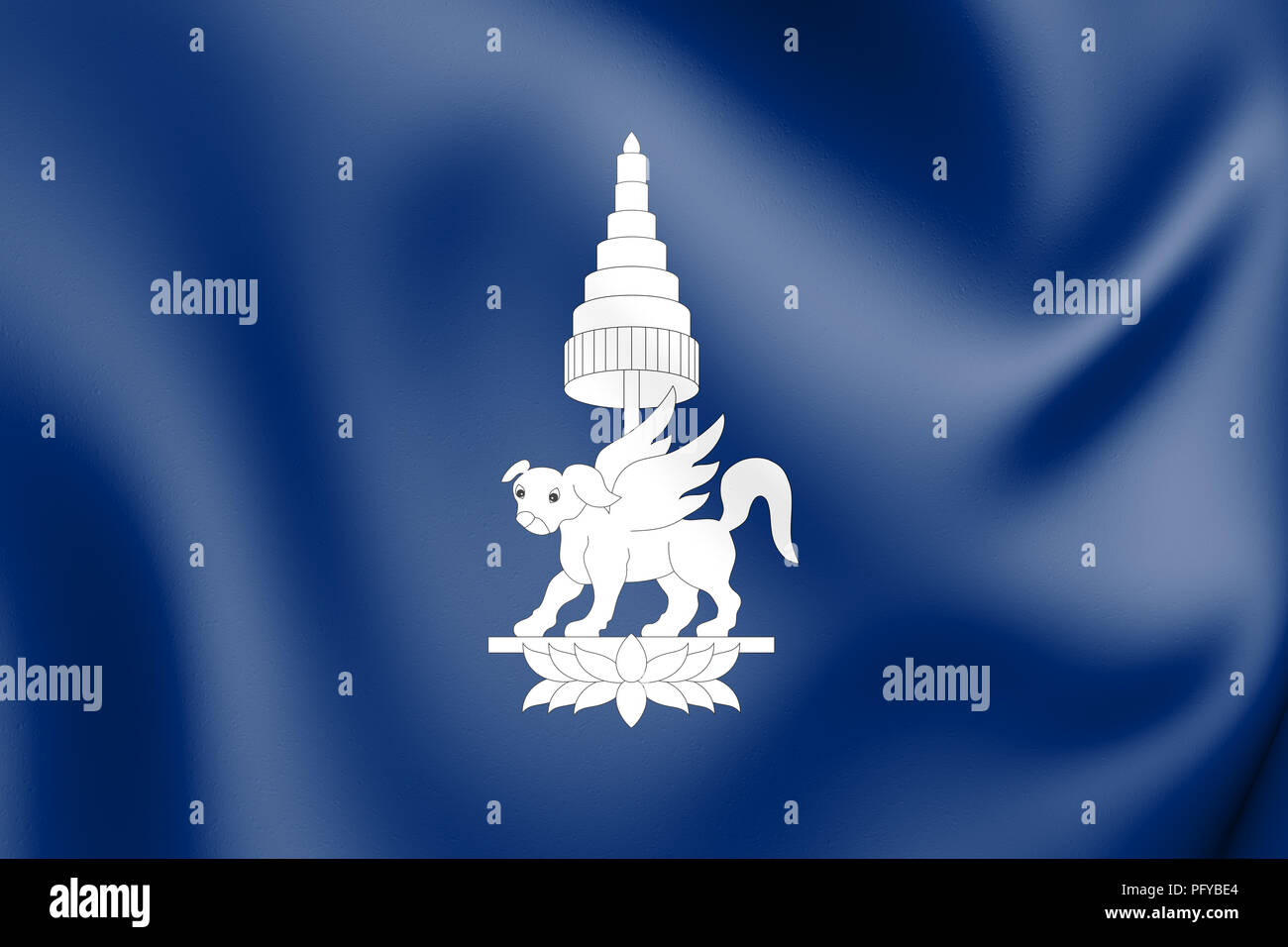 3D Flag of the Kingdom of Champasak (1713-1947). 3D Illustration Stock ...