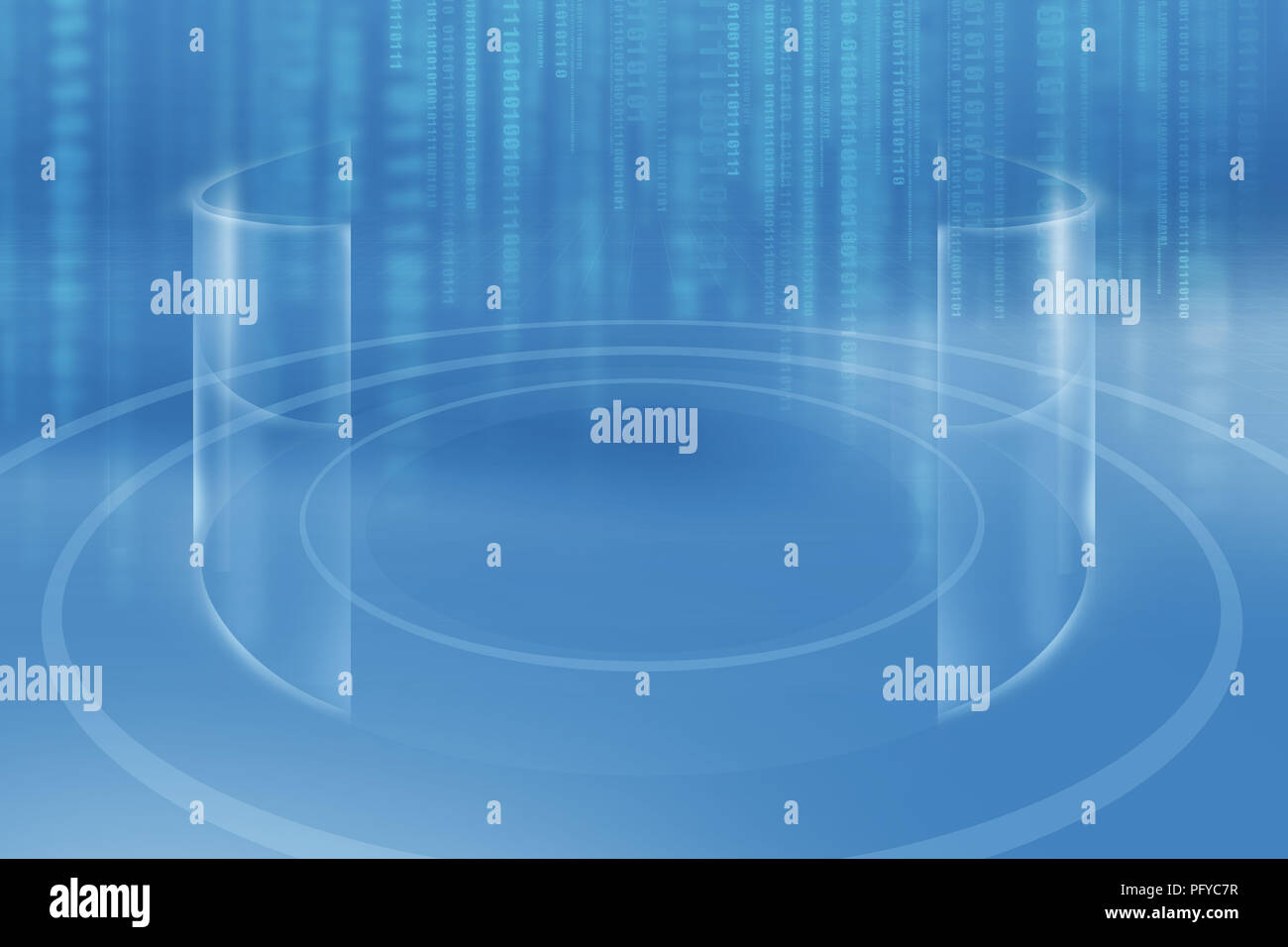 Empty studio 3d space with cylindrical transparent bend walls in center ...