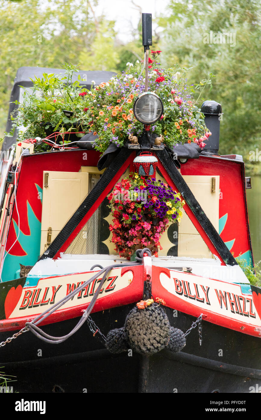 Colorful narrowboat on a English canal, England, UK Stock Photo - Alamy