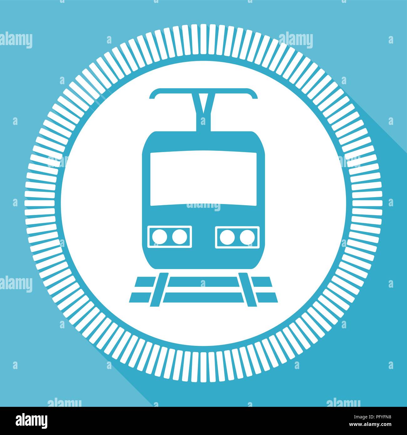 Train flat vector icon, metro square blue web button Stock Vector Image ...