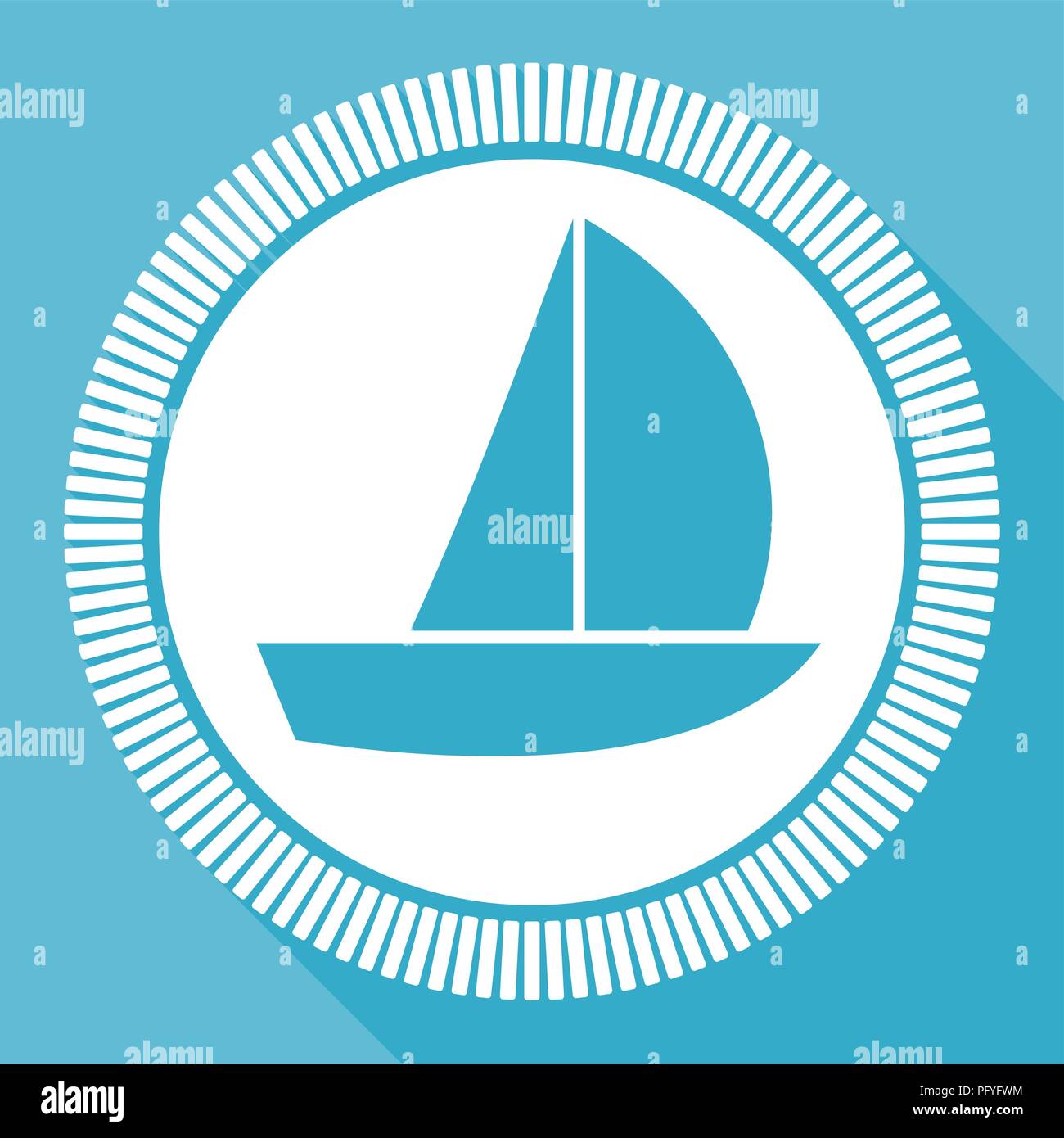 Yacht flat vector icon, boat square blue web button Stock Vector Image ...