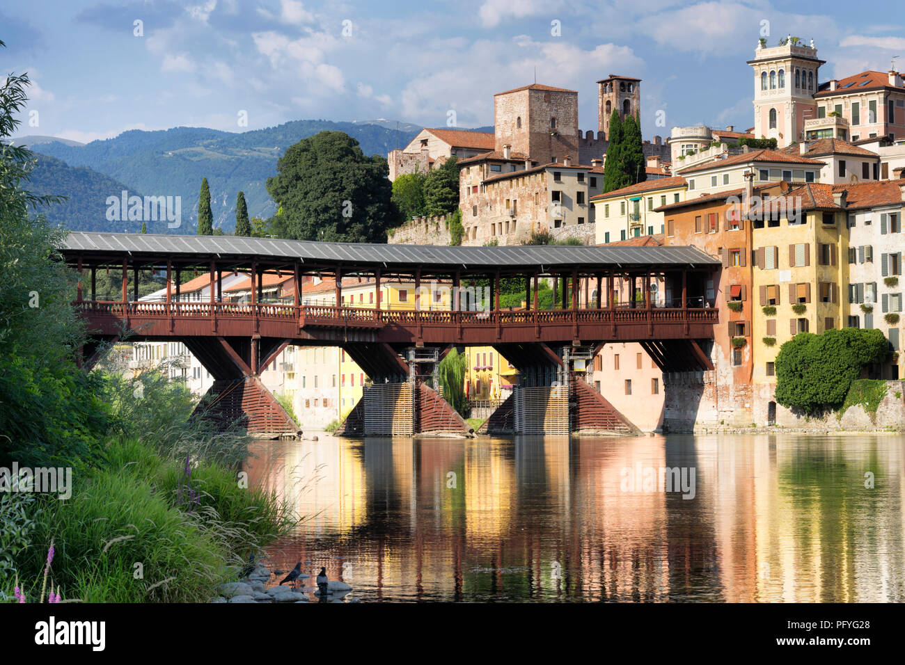 The Old Bridge in Bassano del Grappa, also called ponte degli Alpini ...