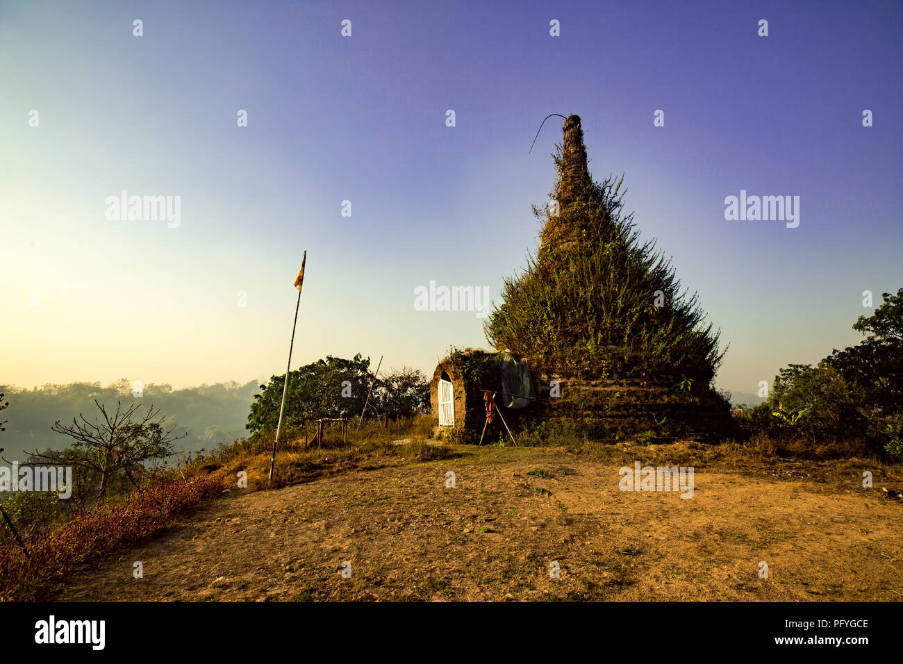 A temple surrounded by nature to pray to buddha from sunrise to sunset ...