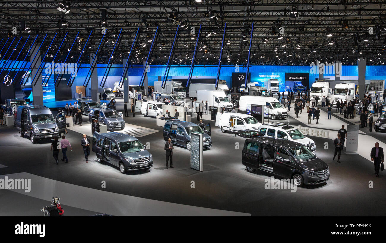HANNOVER, GERMANY - SEP 21, 2016: View on the Mercedes-Benz hall at the ...