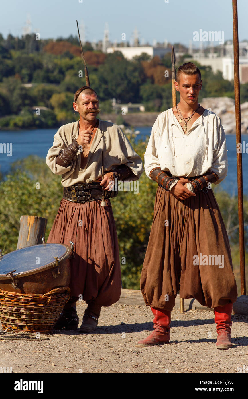 Cossack in thought with her hands folded on his belt on the island of ...