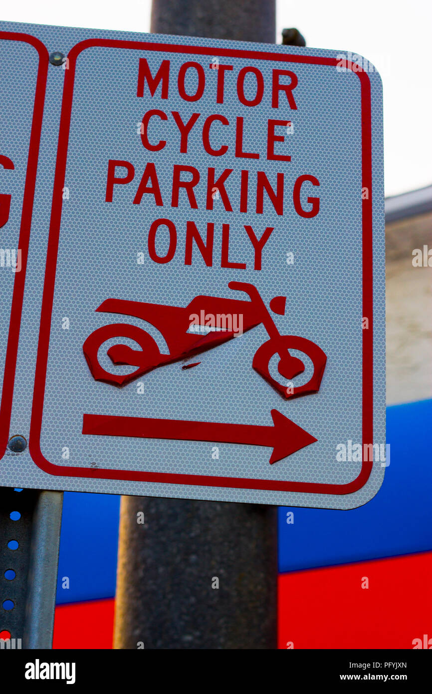 Motorcycle parking sign Stock Photo - Alamy