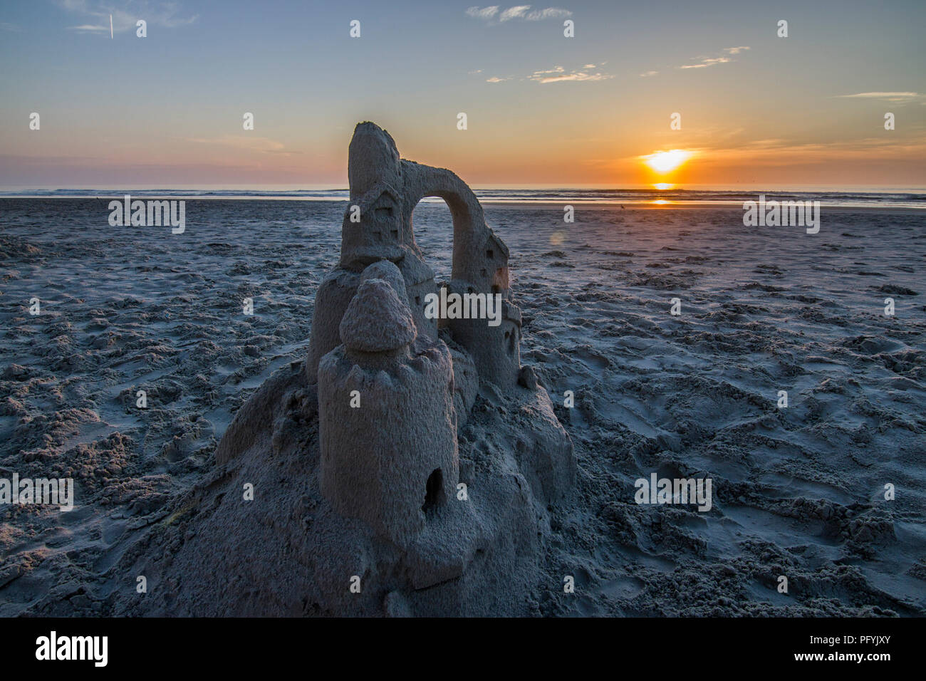 Sand Castle at Sunset Stock Photo - Alamy