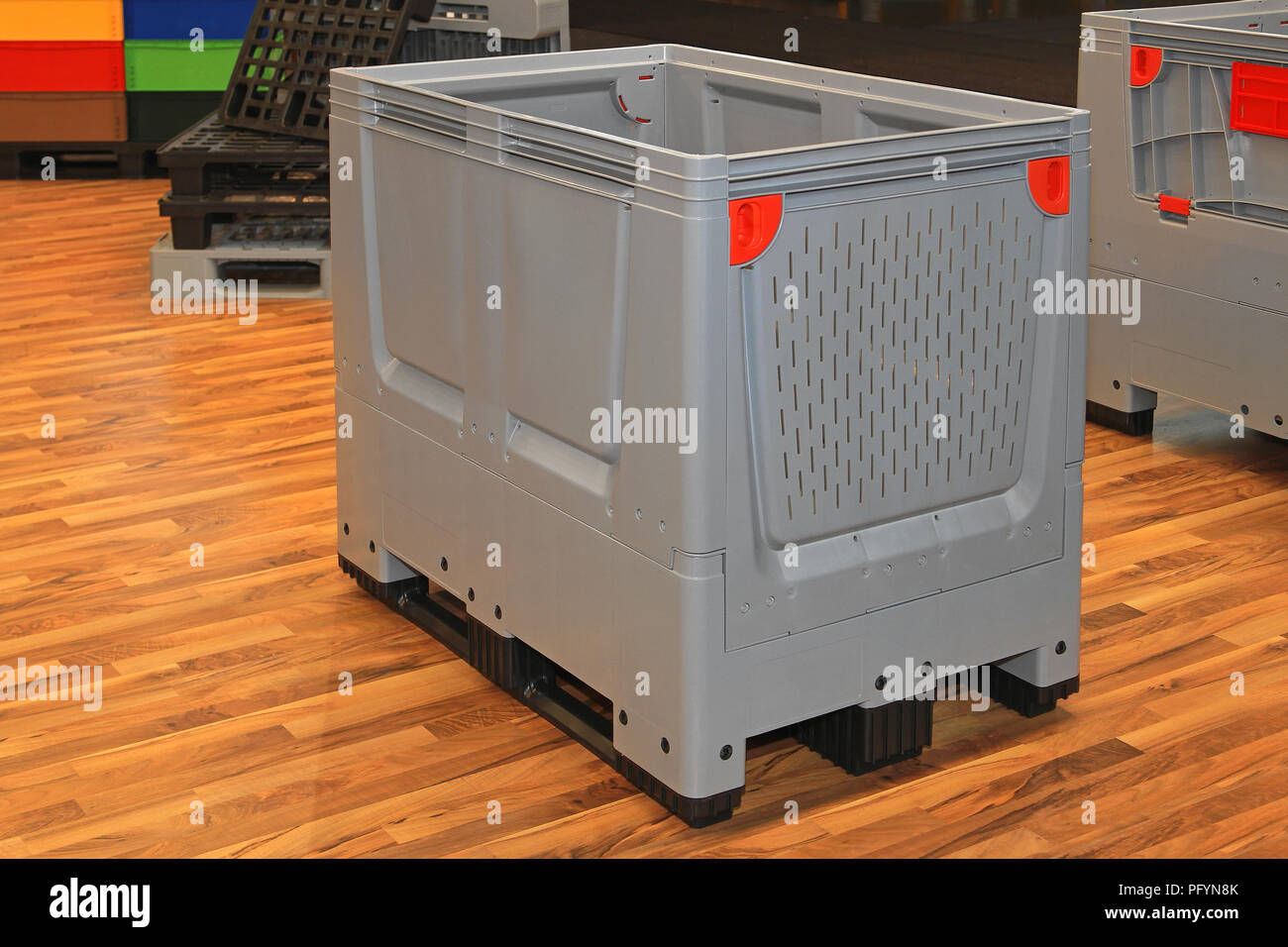 Plastic box pallet for cargo transport Stock Photo - Alamy