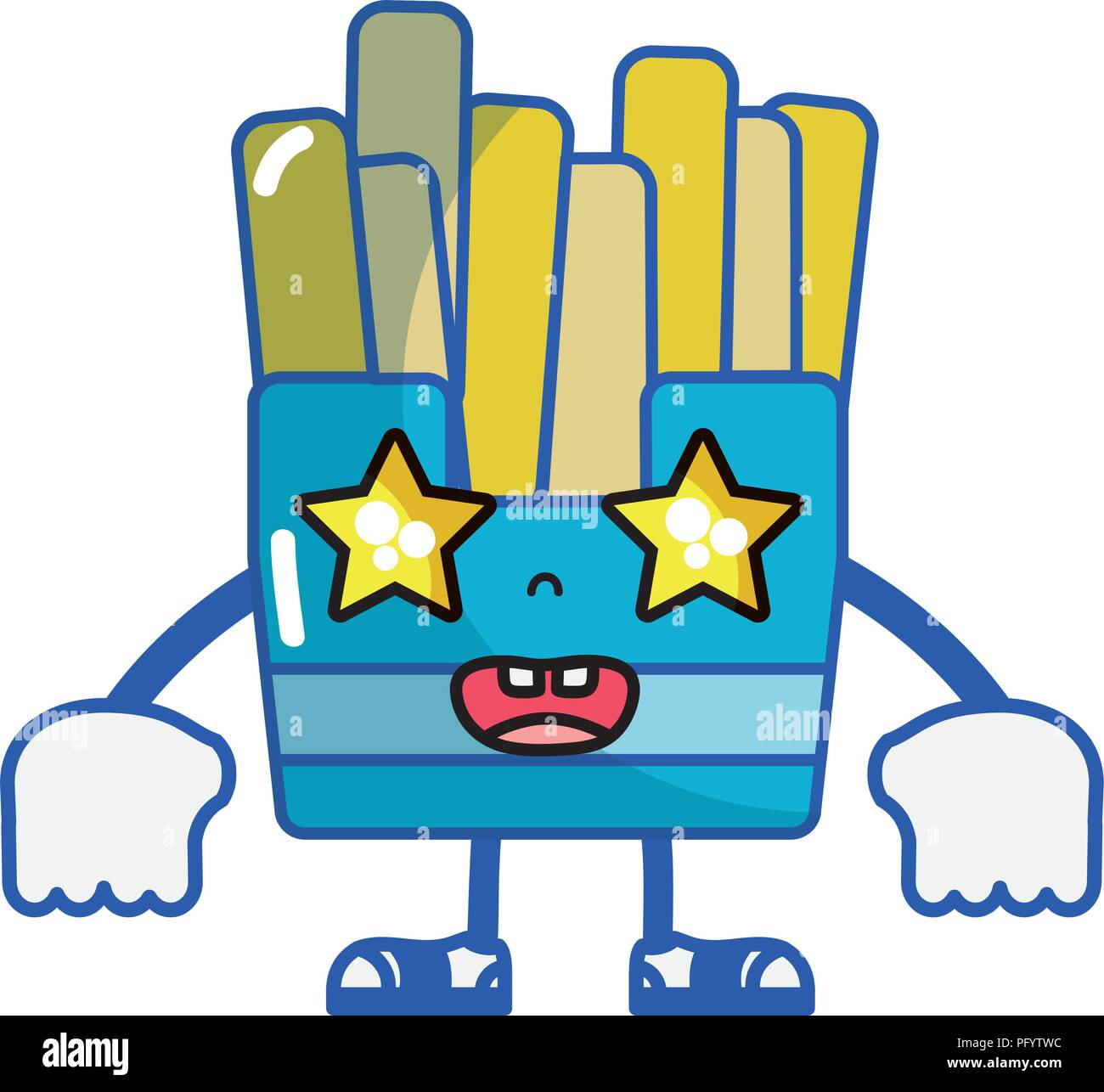kawaii enthusiastic fries french with arms and legs Stock Vector Image ...