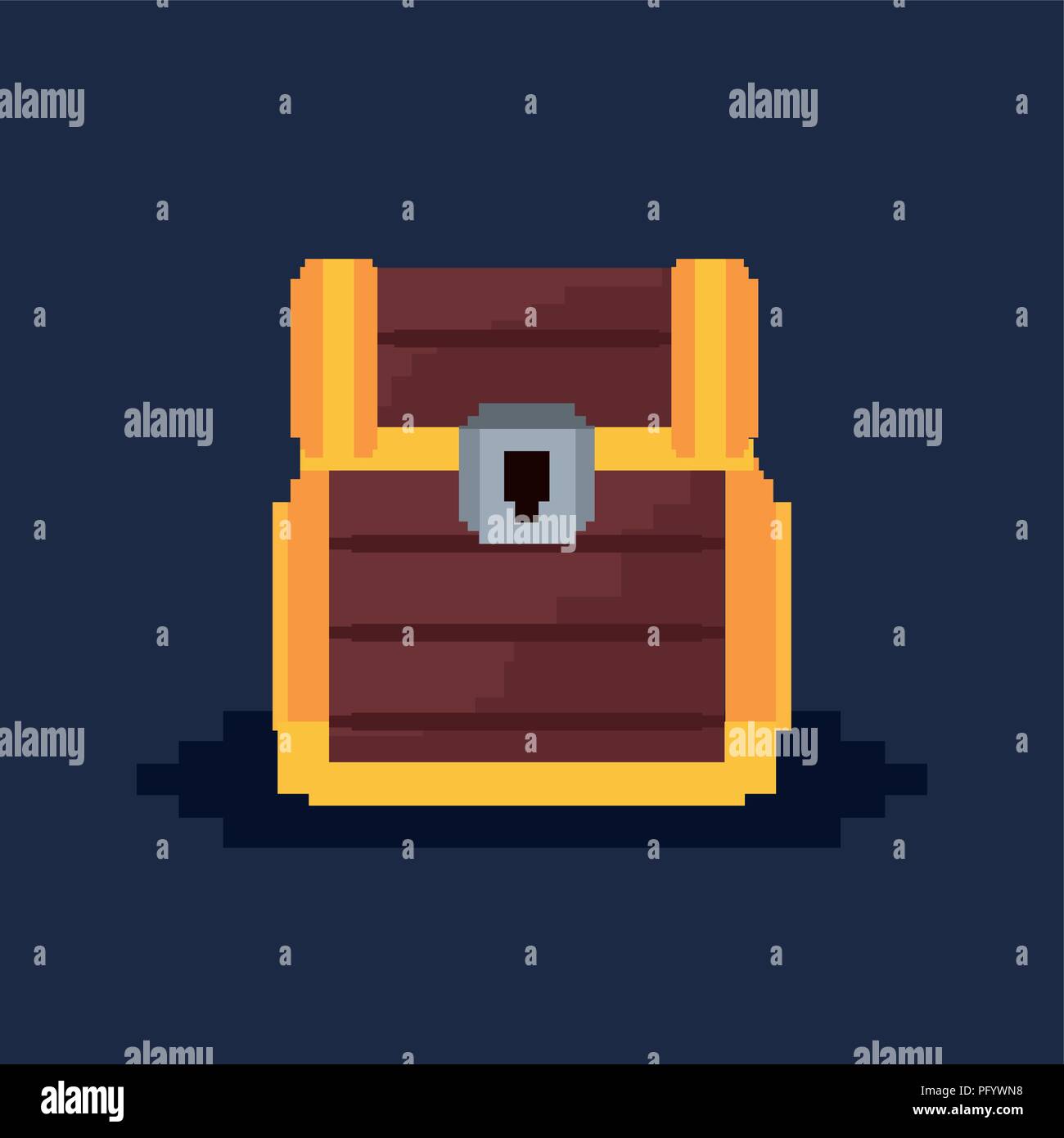 pixelated treasure chest icon over black background, colorful design ...