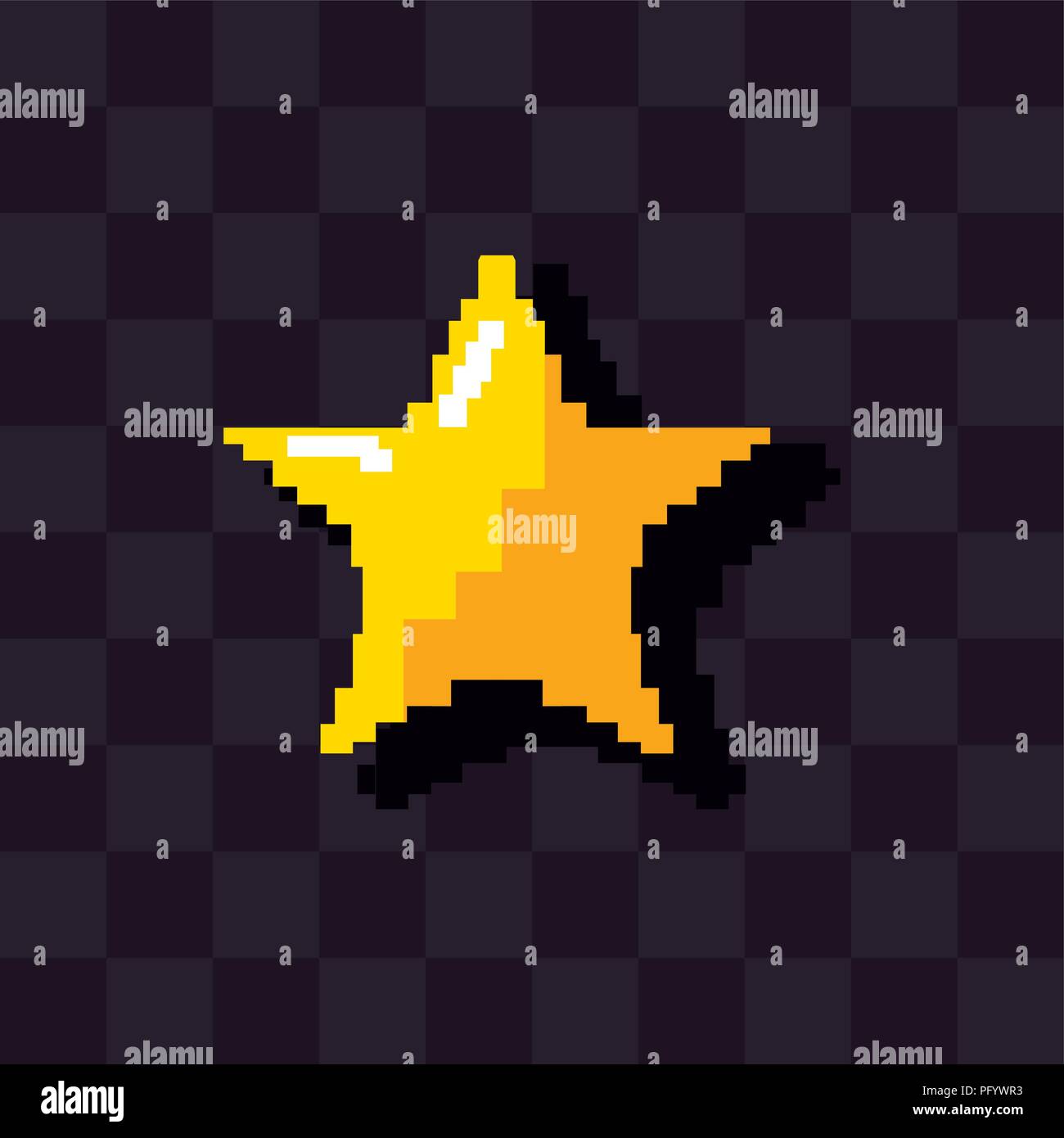 pixelated star icon over black background, vector illustration Stock ...