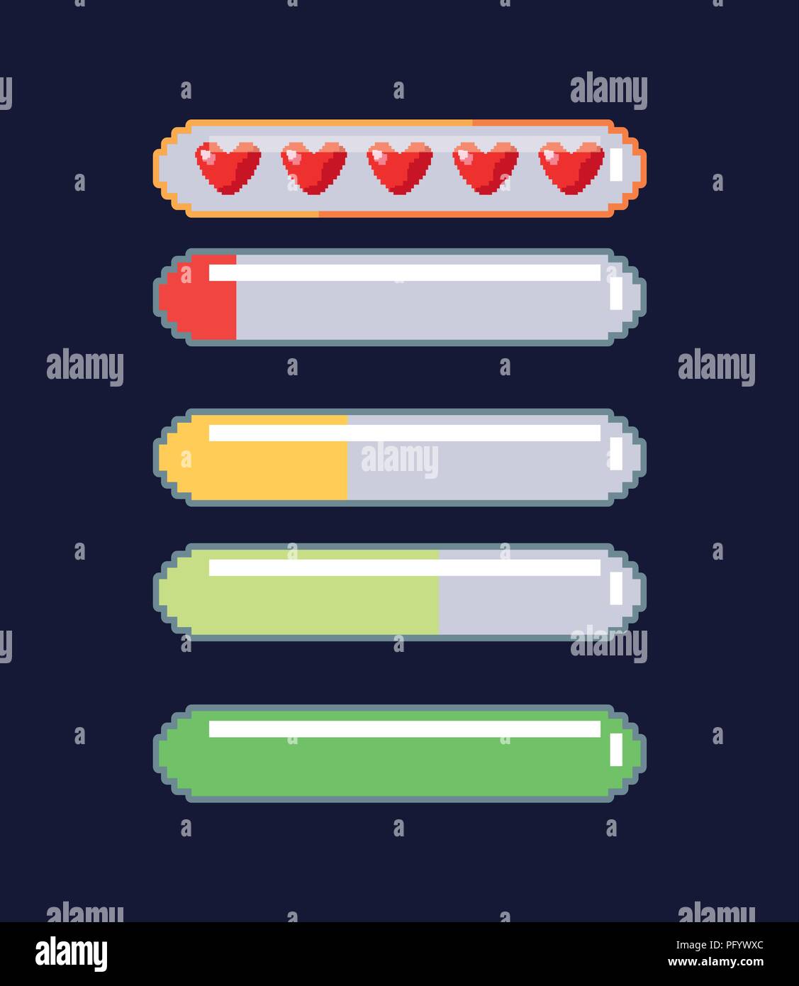 videogame level bars over black background, pixelated design, vector ...