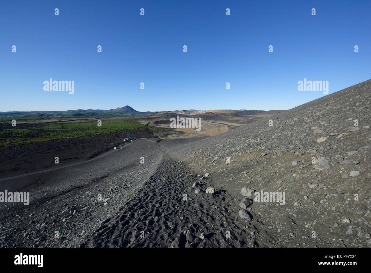 Hverfjall volcanic crater near lake Myvatn in Iceland, one of the ...