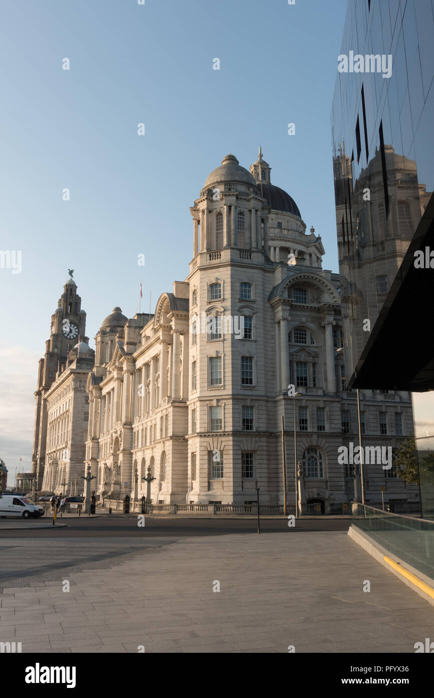 Old and new buildings near Mann Island. Liverpool Docks area, UK Stock ...