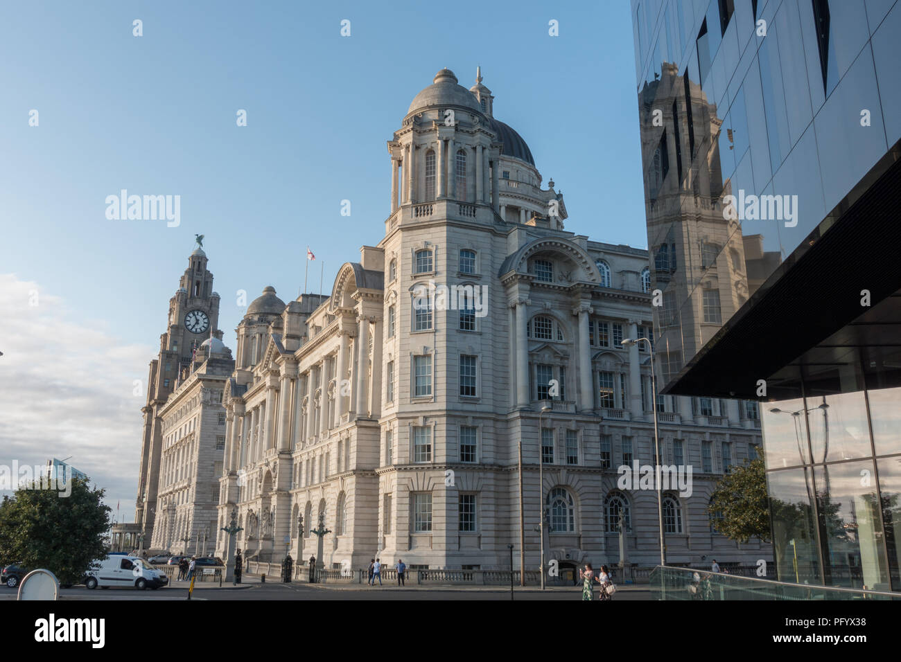Old and new buildings near Mann Island. Liverpool Docks area, UK Stock ...