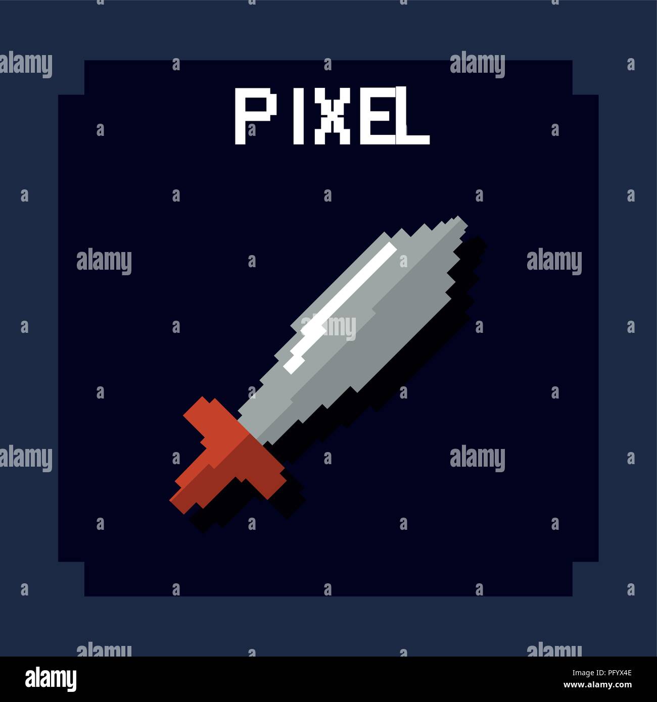 pixelated sword icon over black background, colorful design. vector ...