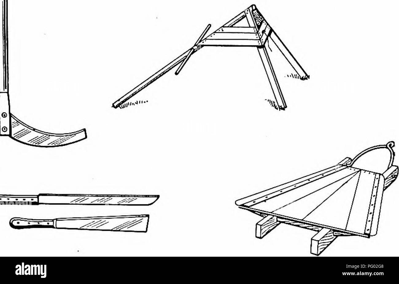 This image illustrates tools used in the harvesting of corn fodder. The ...