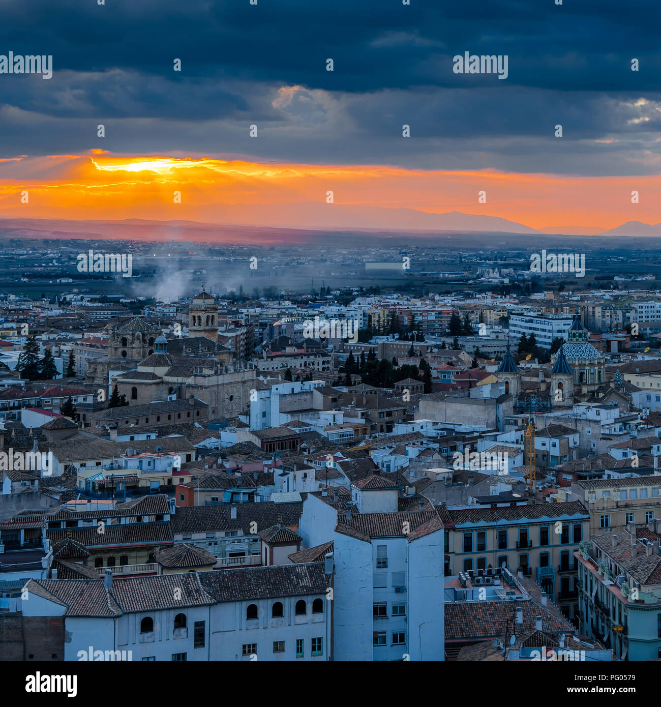 Urban landscape, Granada city view at sunset, Andalusia, southern Spain ...