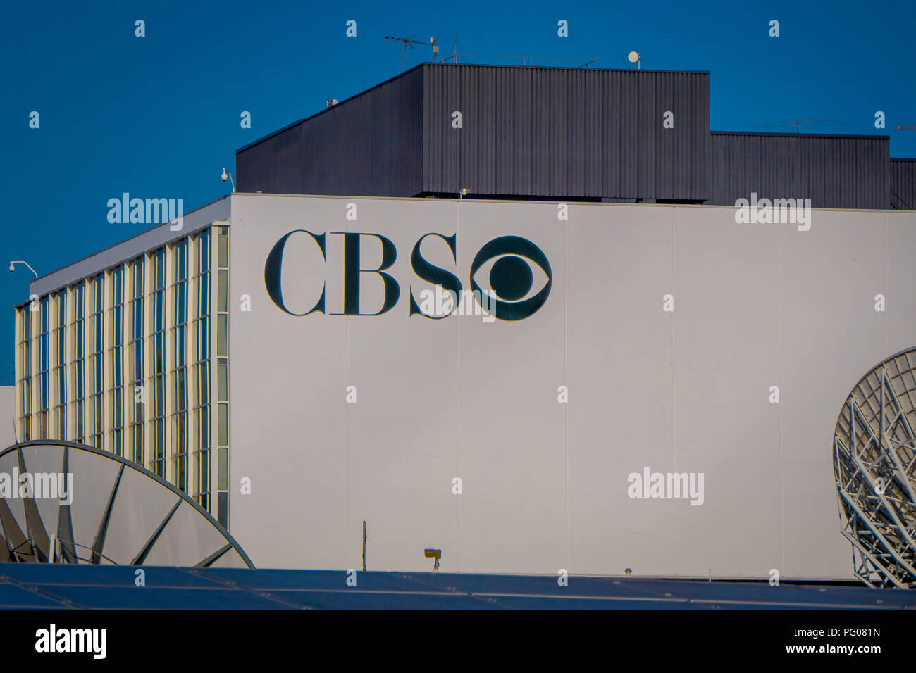 Los Angeles, California, USA, AUGUST, 20, 2018: CBS logo on a building ...