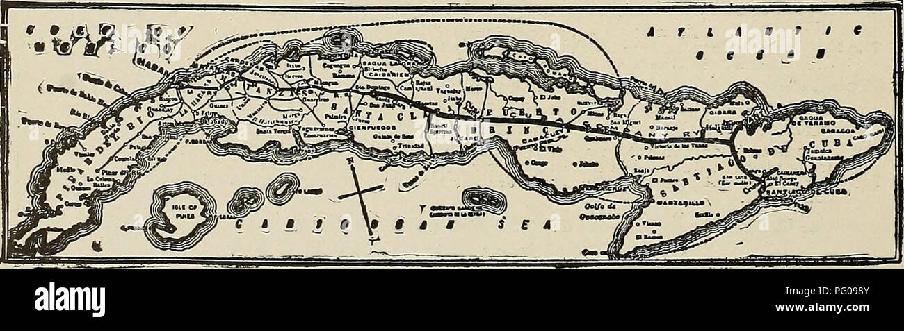 This illustration from 'The Cuba Review' features a map of the Cuba ...