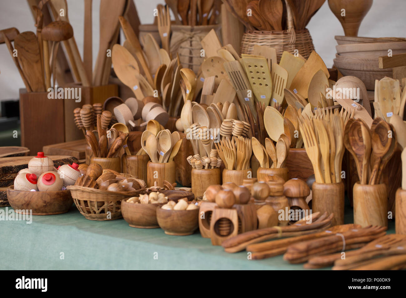 Wooden kitchen utensils Stock Photo - Alamy