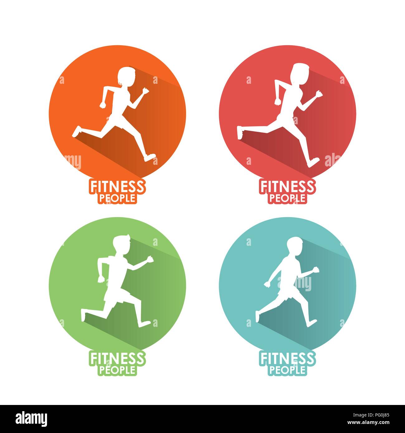 Set of people running round icons Stock Vector Image & Art - Alamy