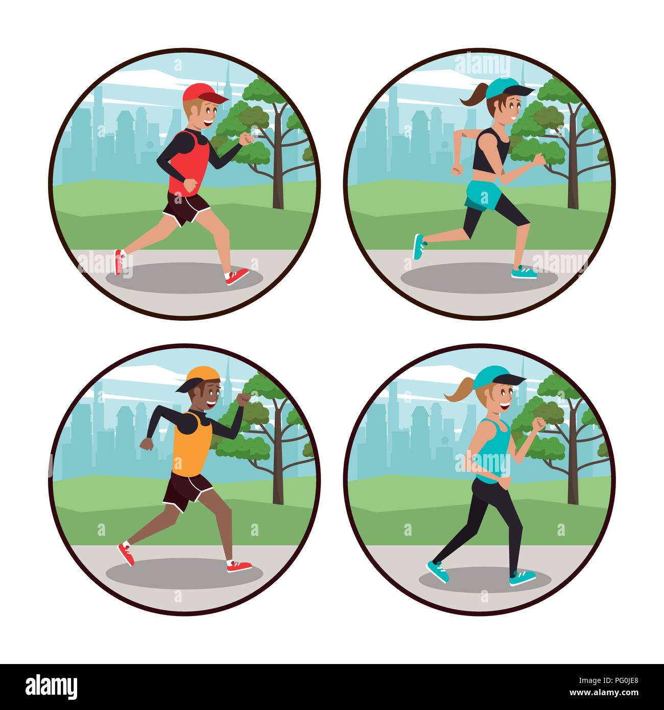 Set of people running round icons Stock Vector Image & Art - Alamy