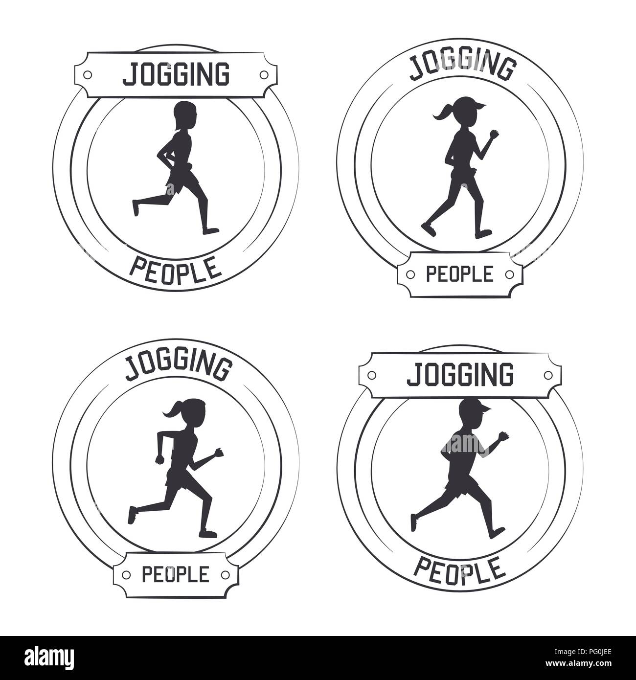 People jogging labels Stock Vector Image & Art - Alamy