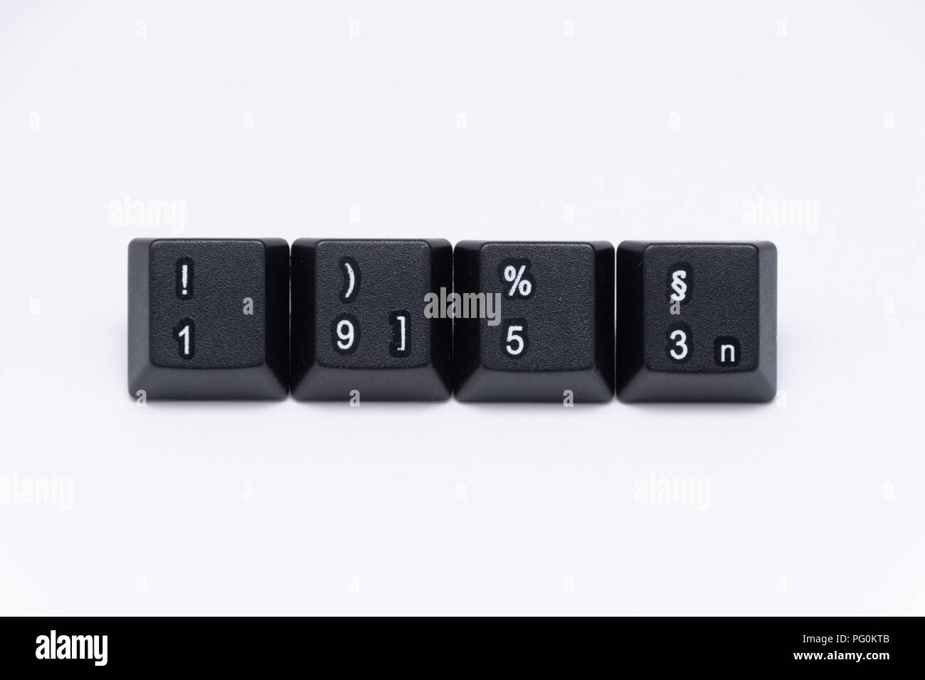 black keys of keyboard with different years words or names Stock Photo ...