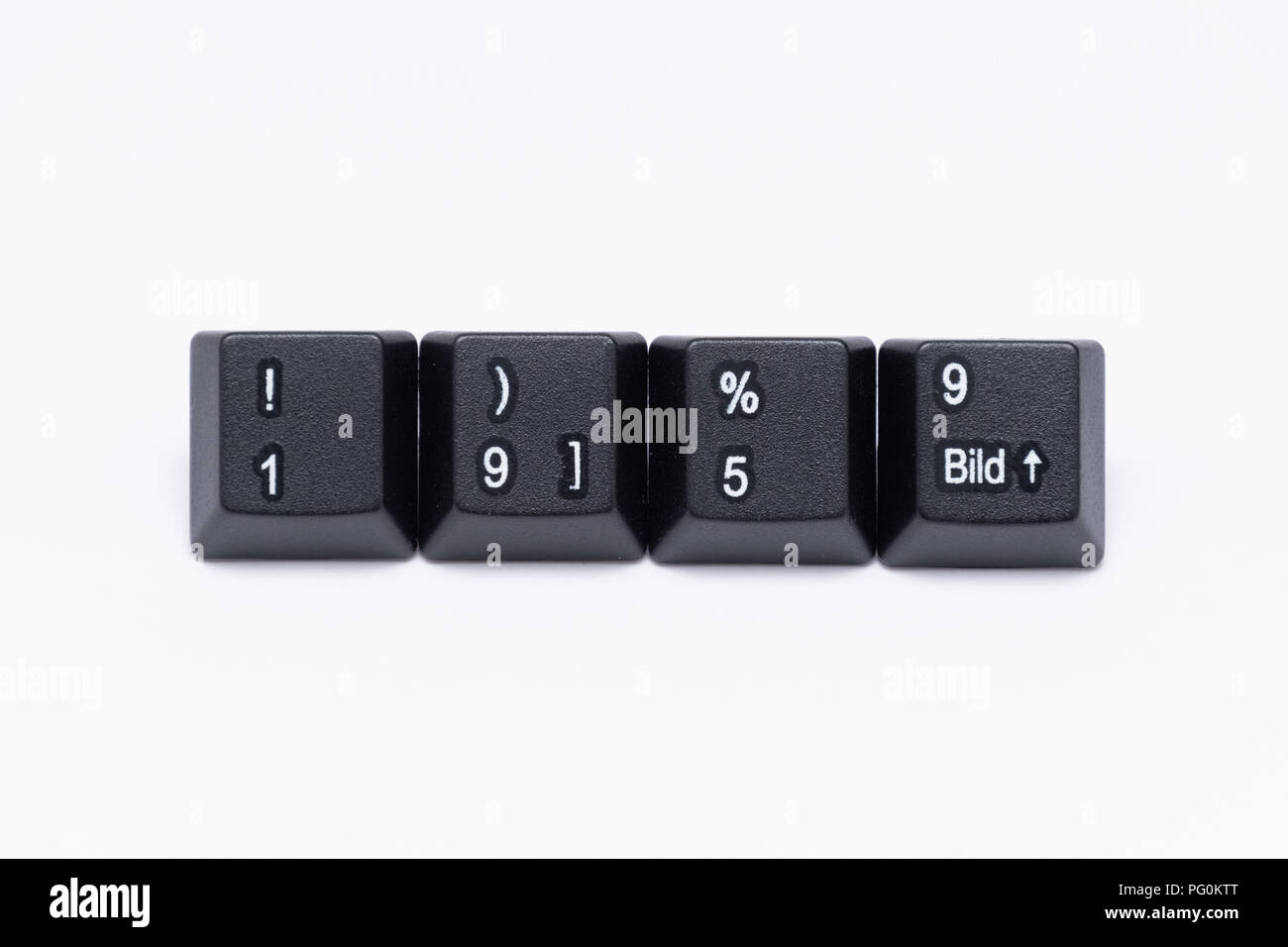 black keys of keyboard with different years words or names Stock Photo ...