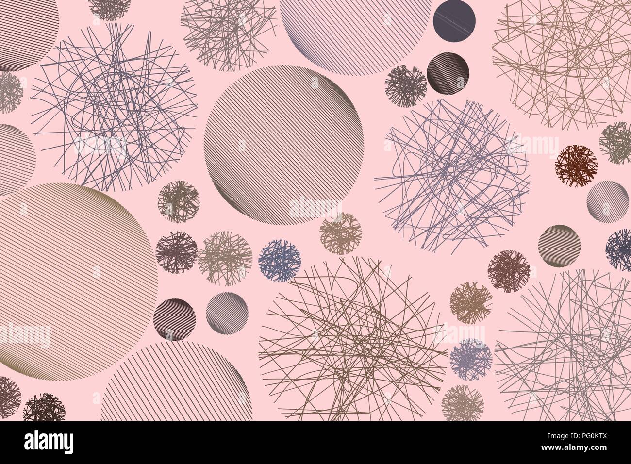 Abstract conceptual geometric messy random line circles pattern. Good ...