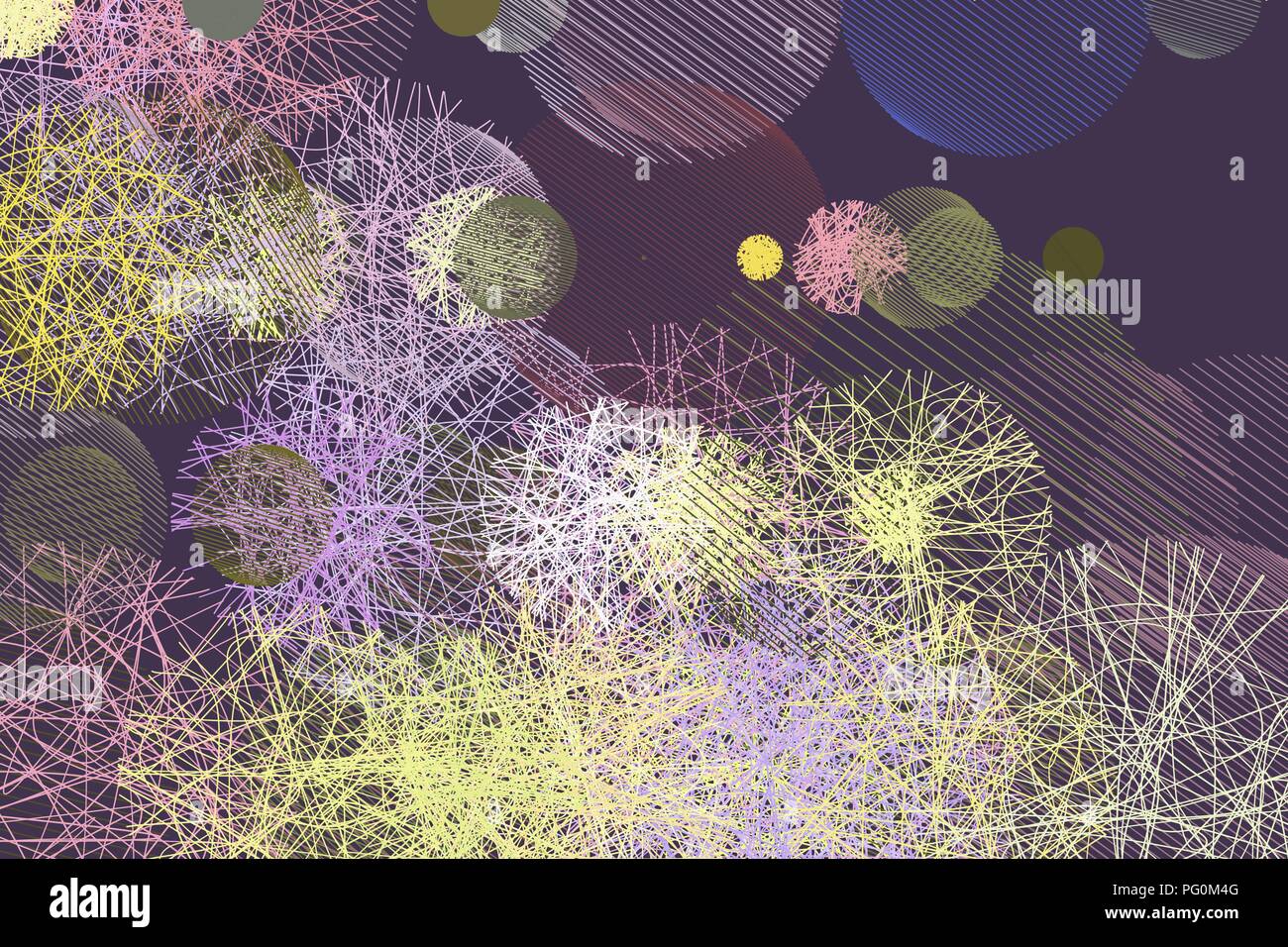 Abstract geometric background with shape of messy random line circles ...