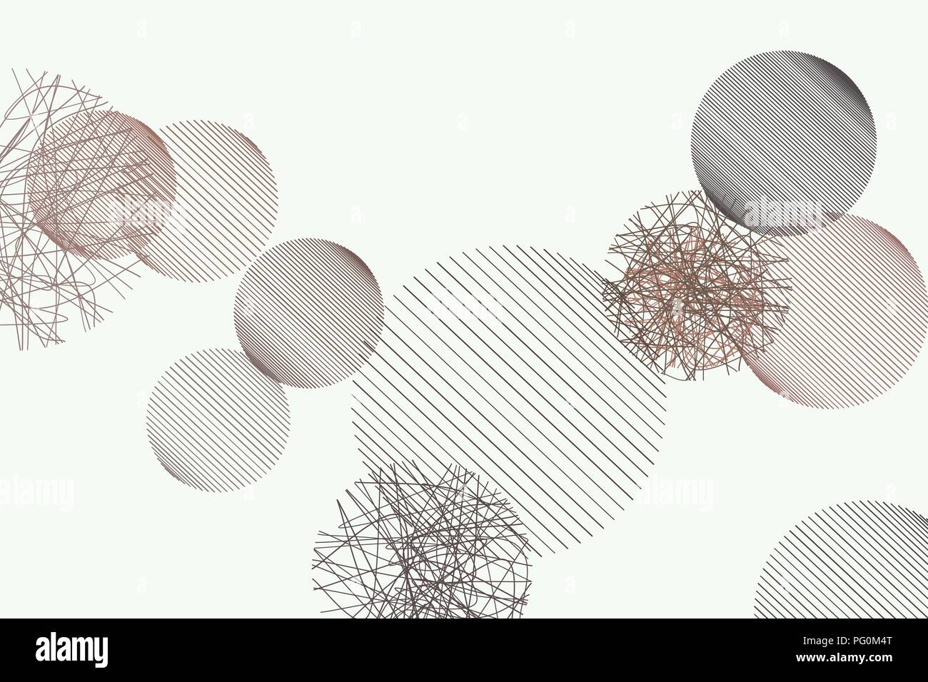 Abstract geometric background with shape of messy random line circles ...