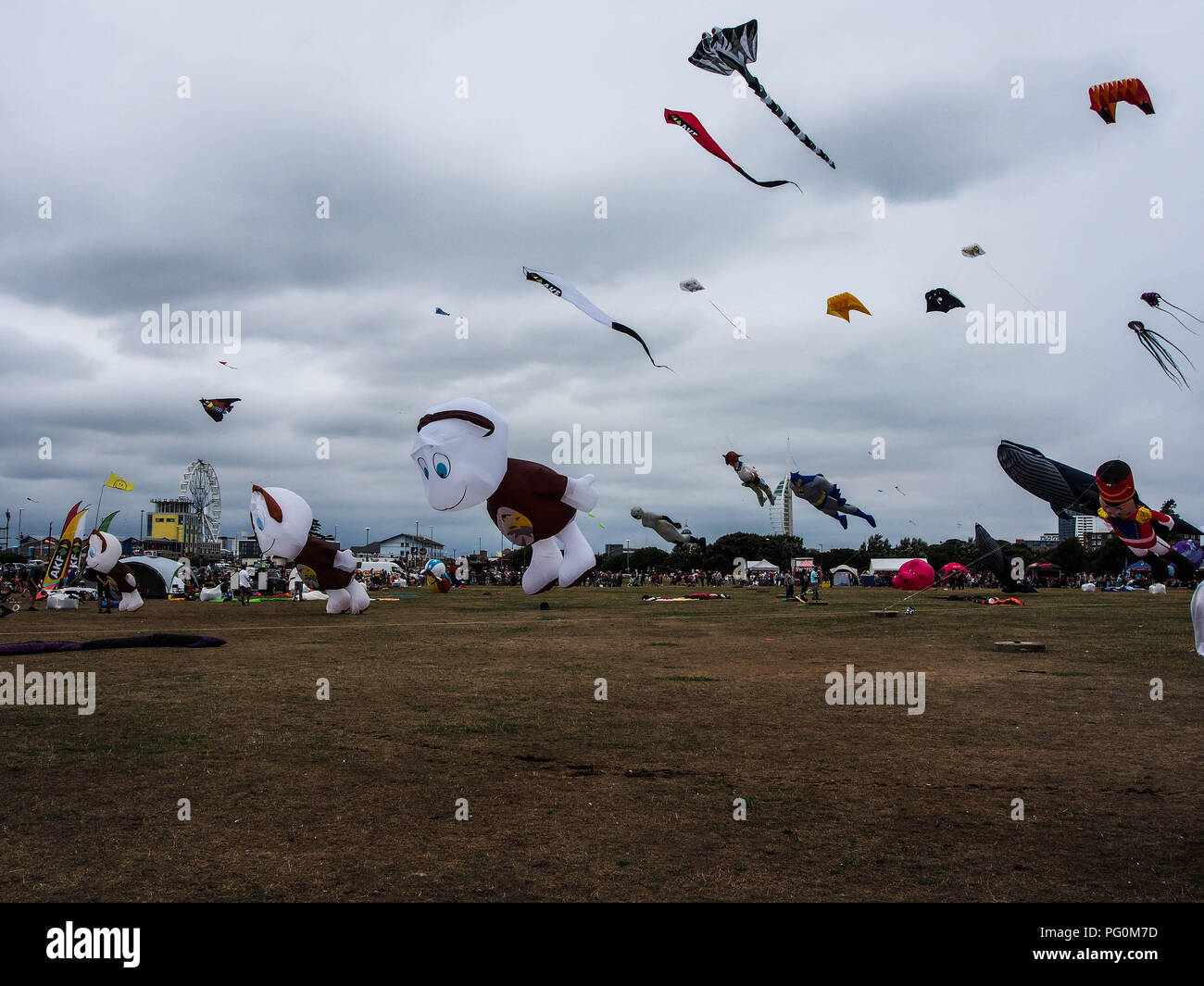 Large kites flying at Portsmouth international Kite Festival Stock ...