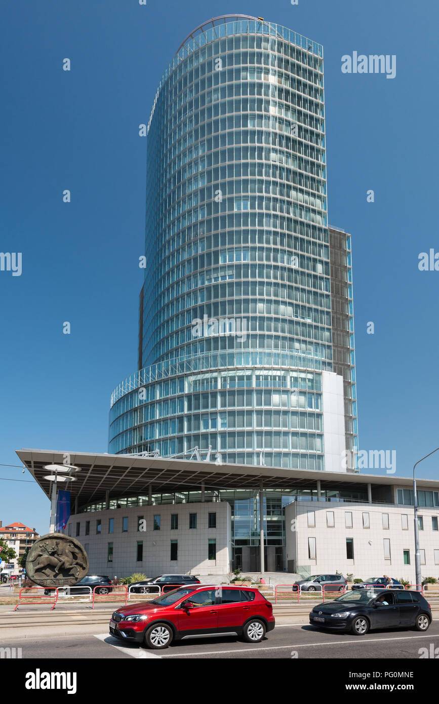 BRATISLAVA, SLOVAKIA - AUGUST 21, 2018: Skyscraper of National Bank of ...