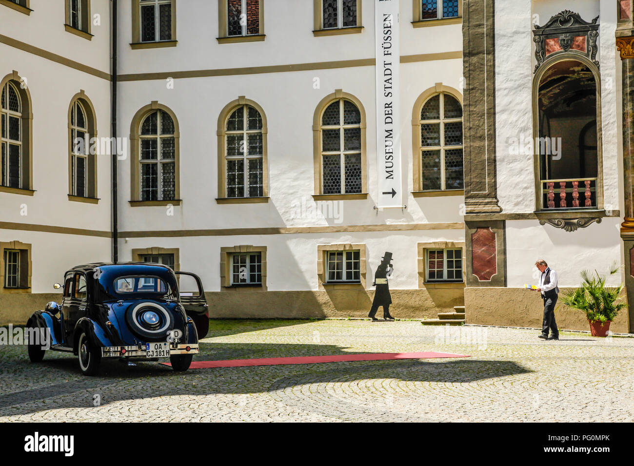 Vintage Mercedes vehicle in the High Castle Courtyard in Fussen ...