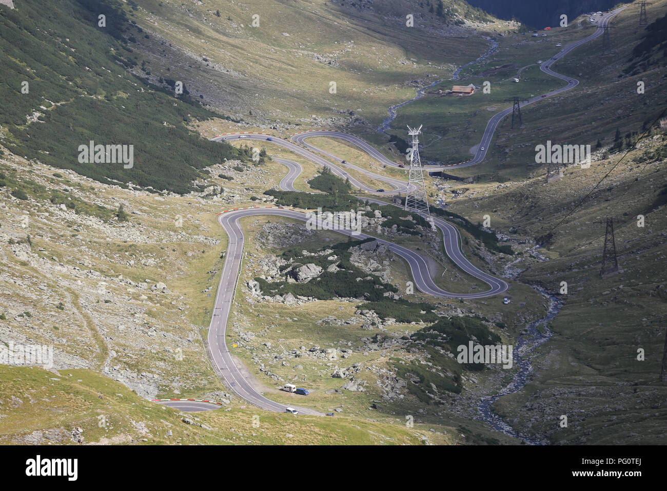 The Transfagarasan road, a paved mountain road crossing the southern ...
