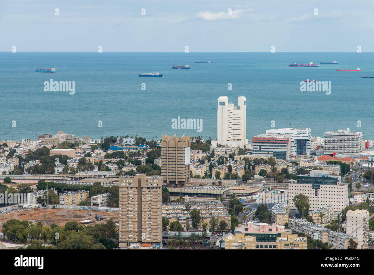 Haifa, Israel - January 2, 2016: View of downtown Haifa and Haifa ...