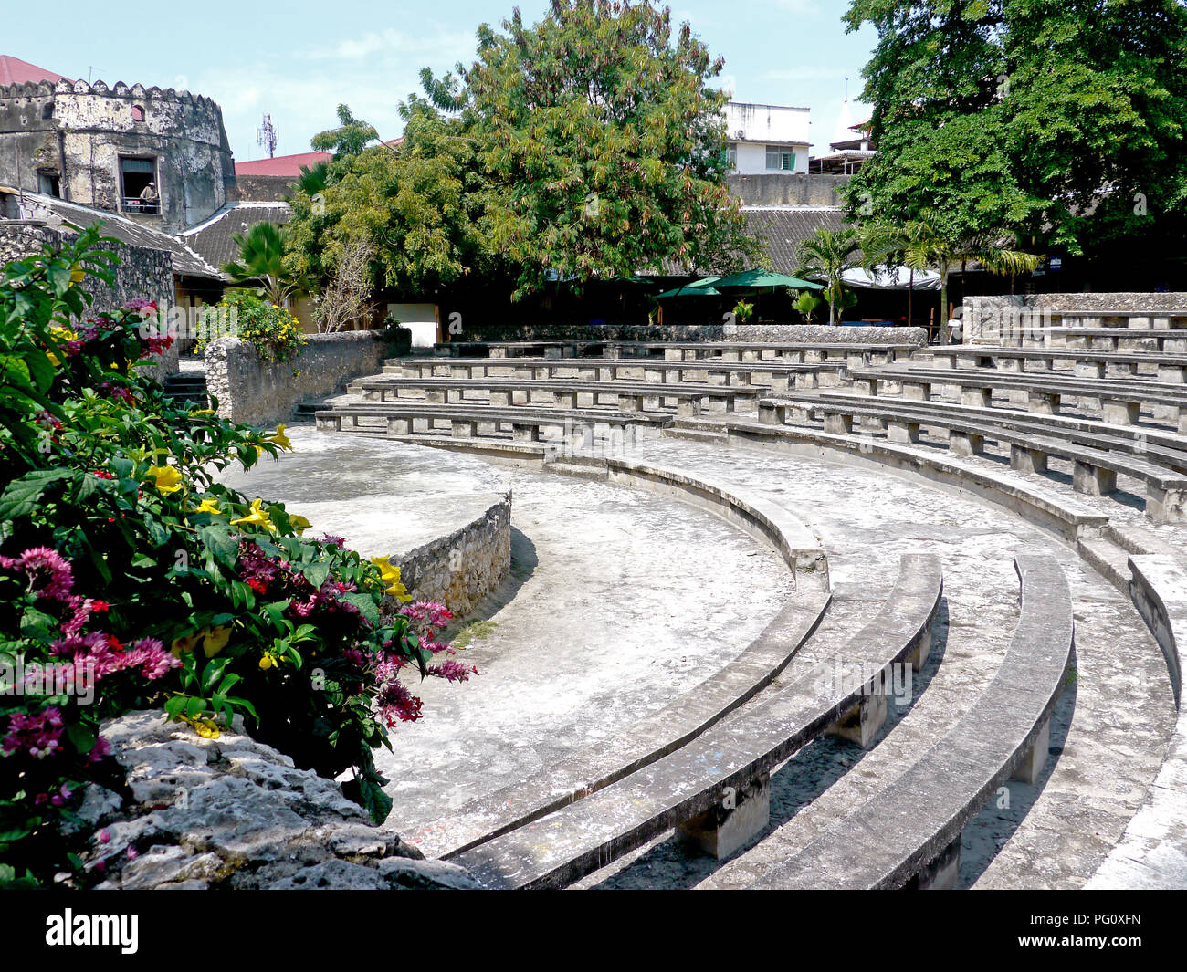 The ancient historic amphitheater, in Stone Town, Zanzibar, Africa ...