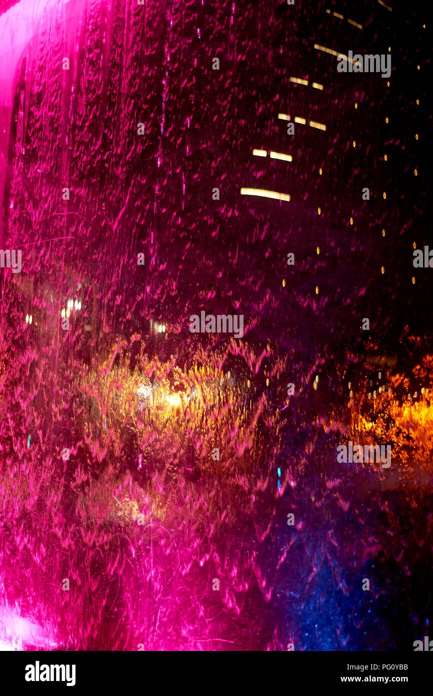 Fountain with bright neon lights.Night Bright and beautiful Stock Photo ...