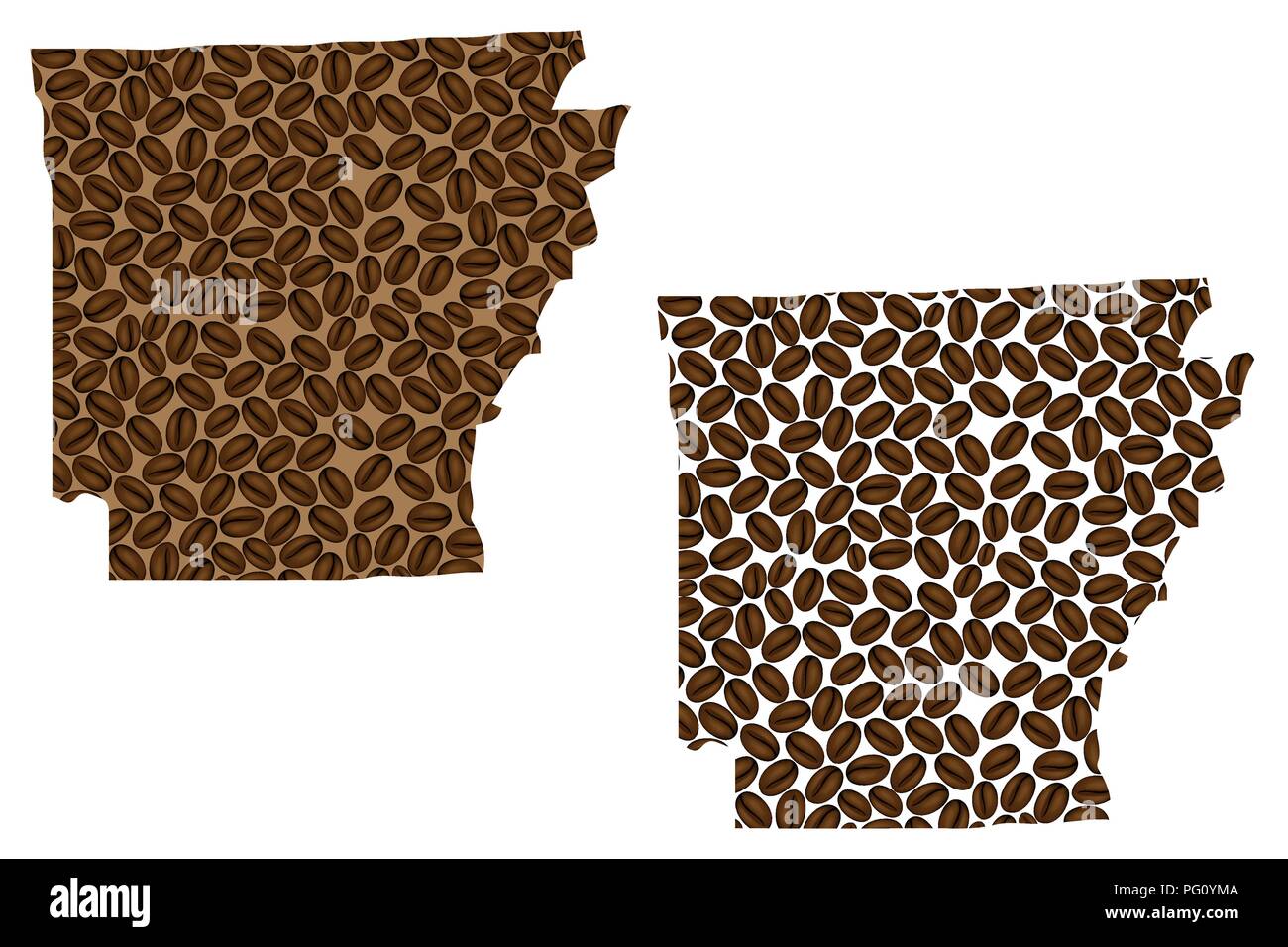 Arkansas (United States of America) - map of coffee bean, Arkansas map ...