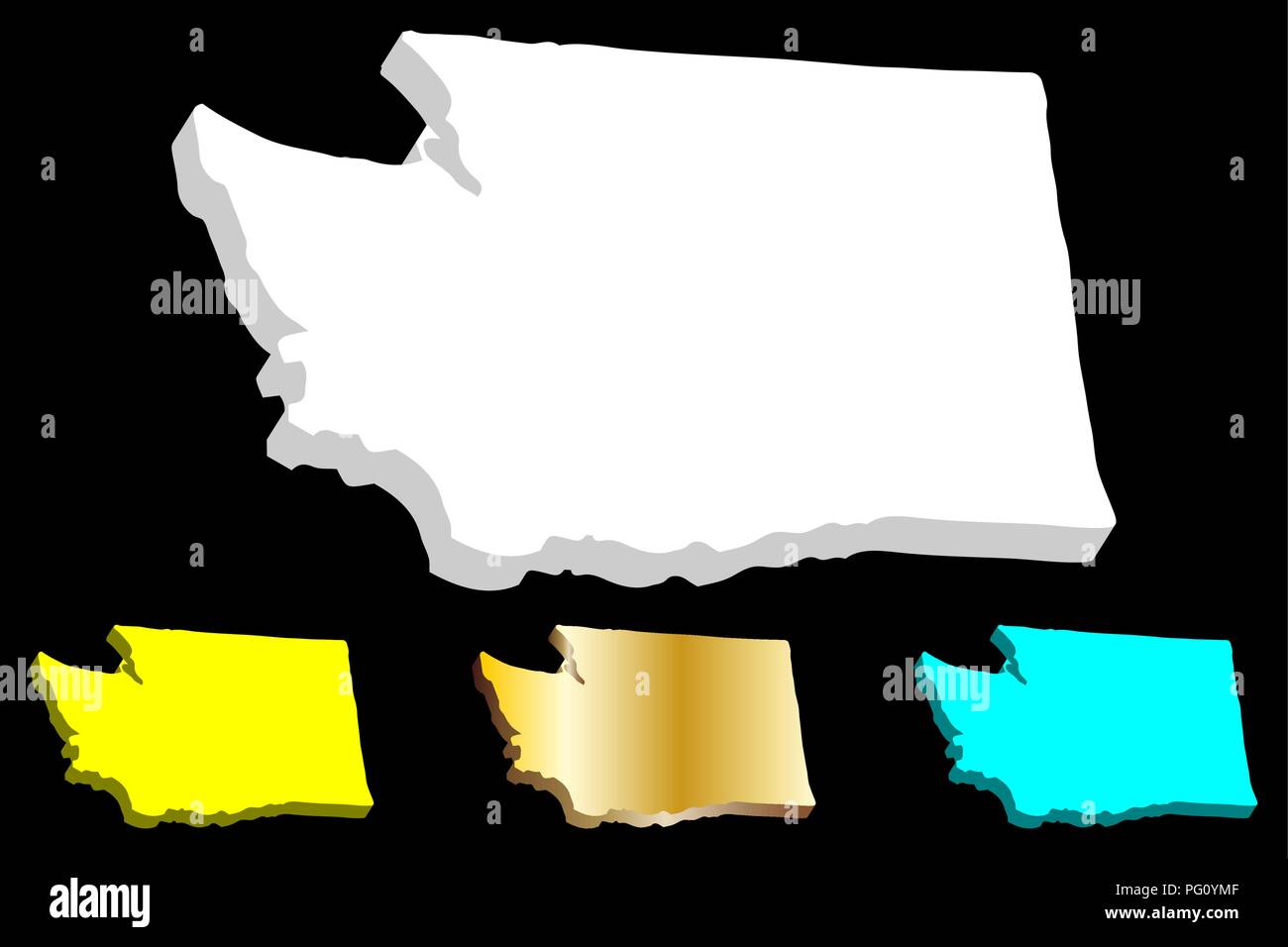 3D map of Washington (United States of America, The Evergreen State ...