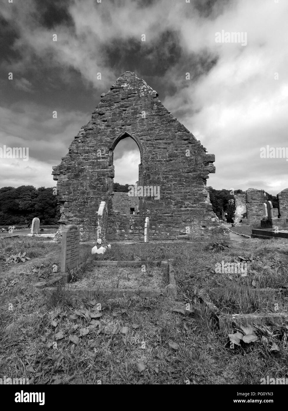 COUNTY DONEGAL, IRELAND - AUGUST 13th 2018: A black and white ...