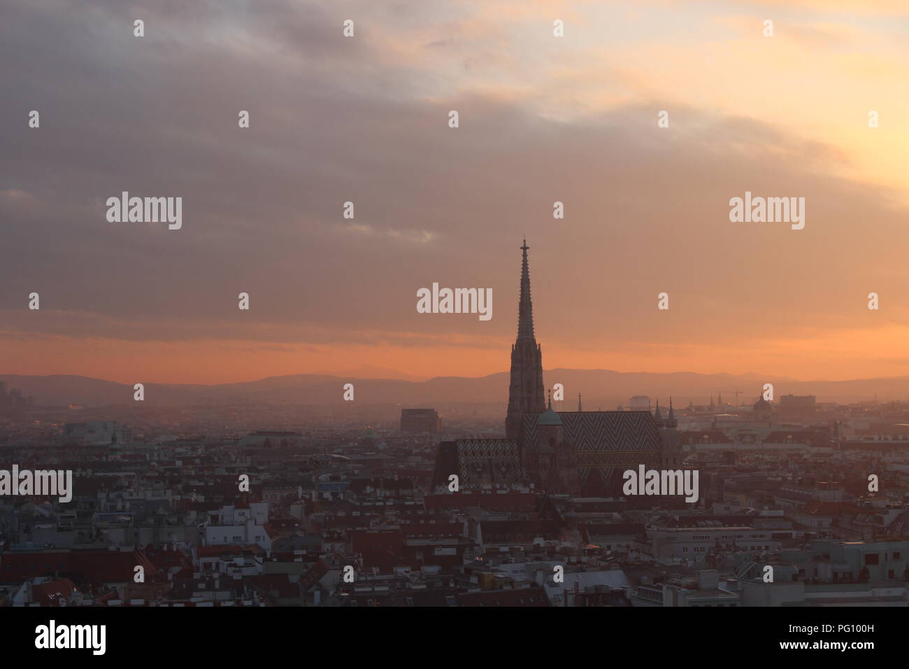 view over vienna sunset horizon, stephansdom Stock Photo - Alamy