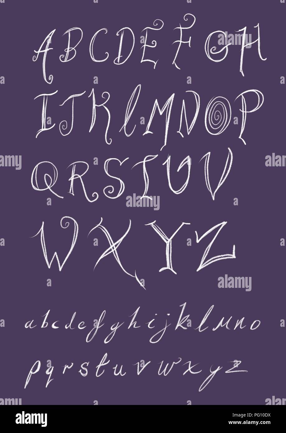 hand drawn font sheet Stock Photo - Alamy