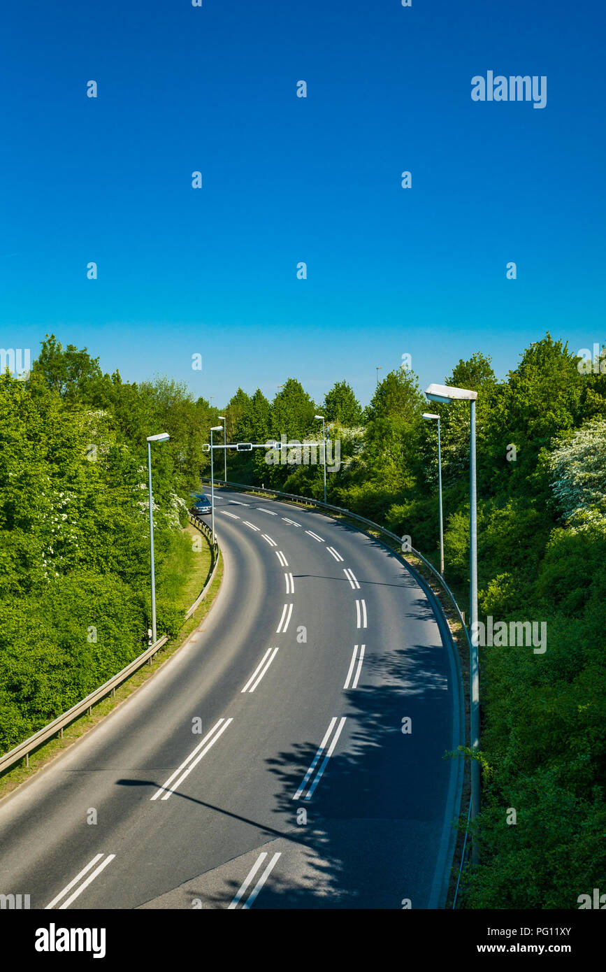 Beautiful road. country road with white lines Stock Photo - Alamy