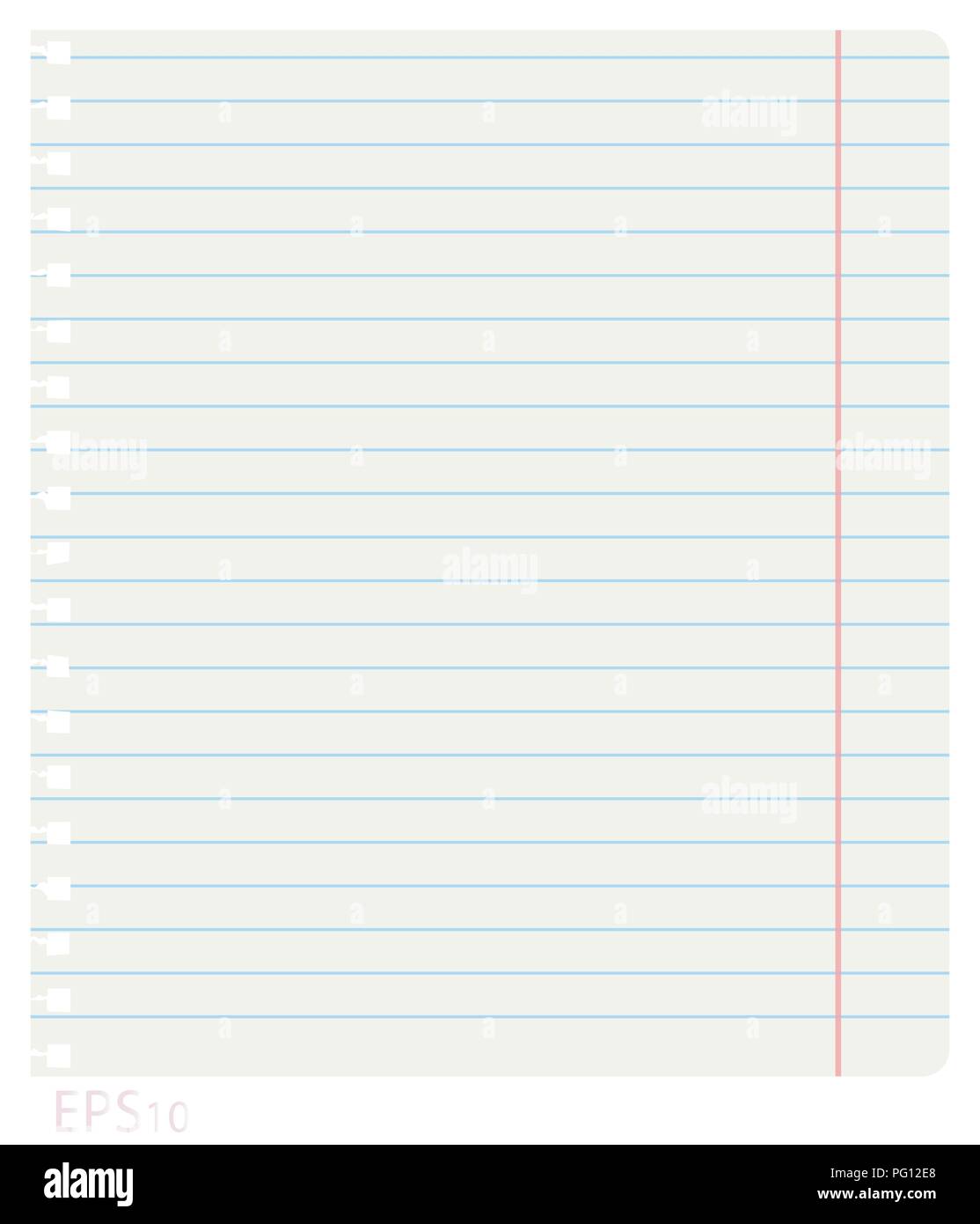 Vector illustration of a clean notebook sheet in line with the fields ...