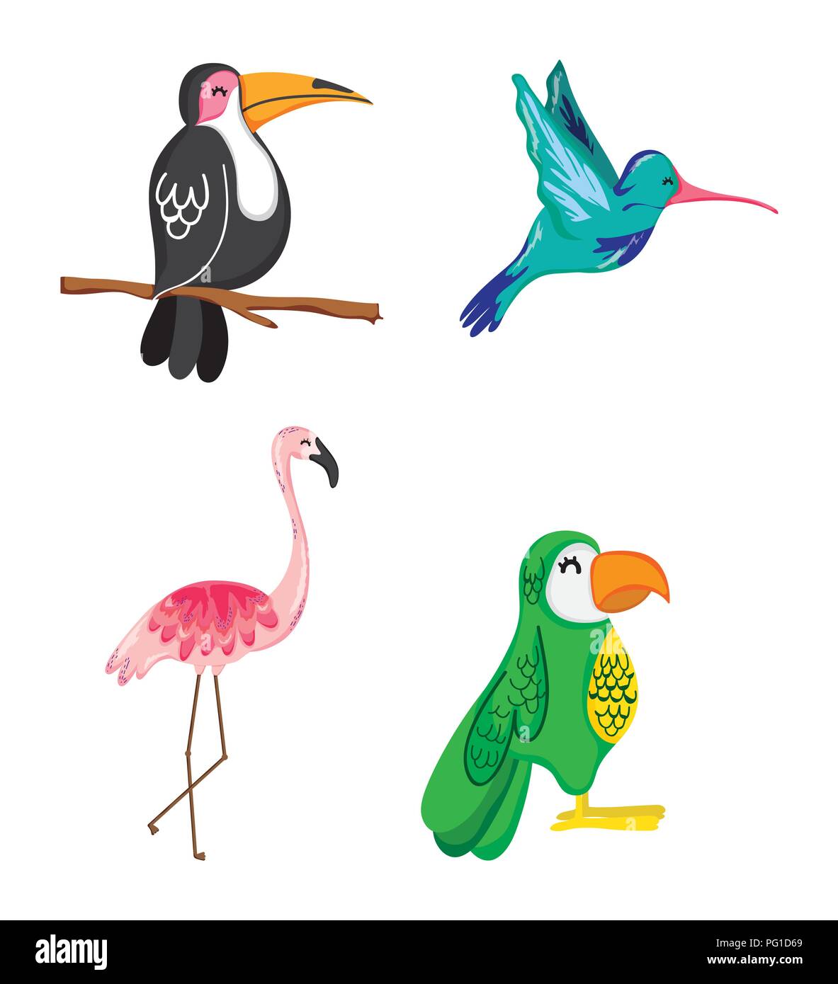 Set of summer exotics birds Stock Vector Image & Art - Alamy