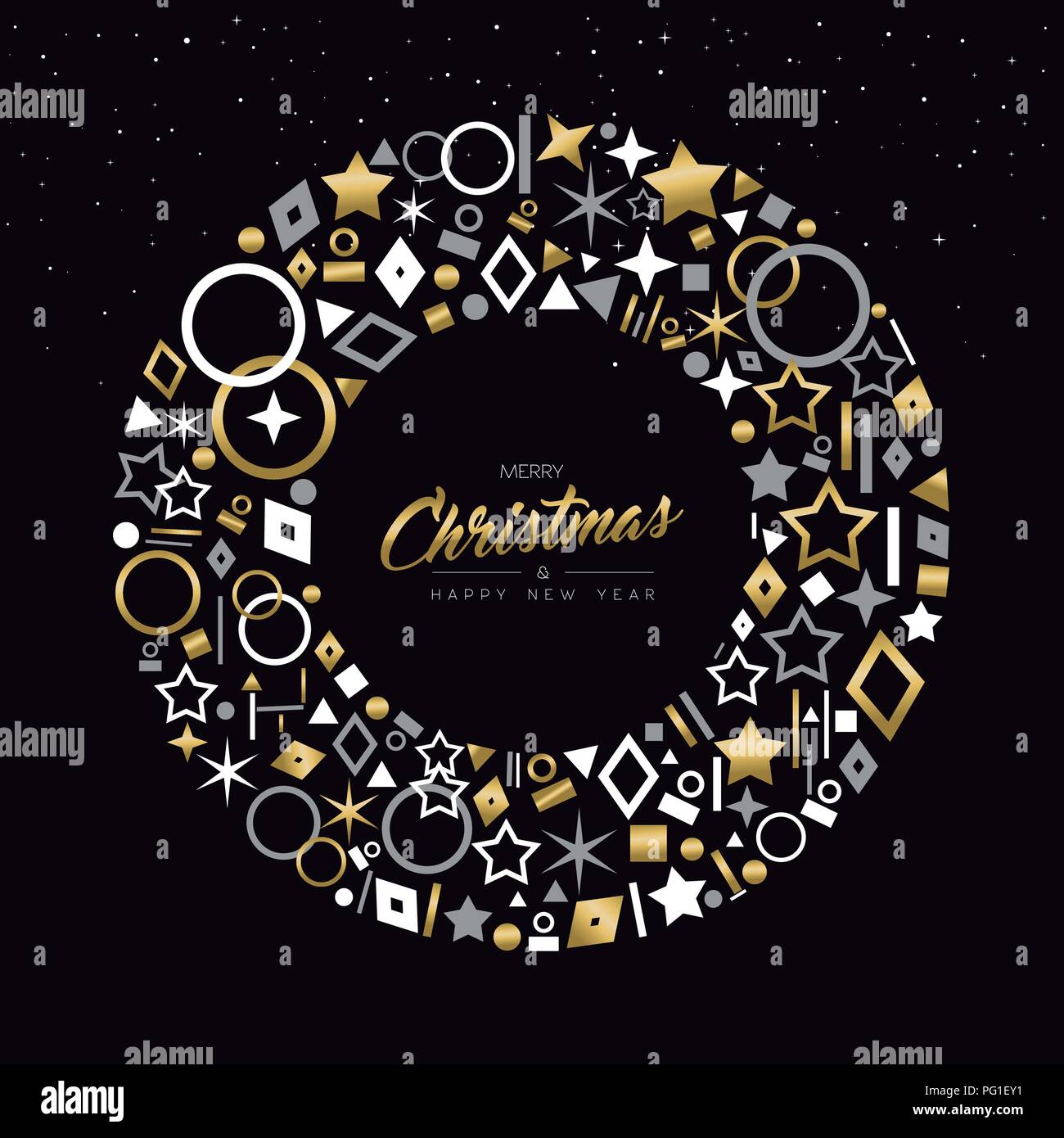 Merry Christmas and Happy New Year greeting card design with elegant ...