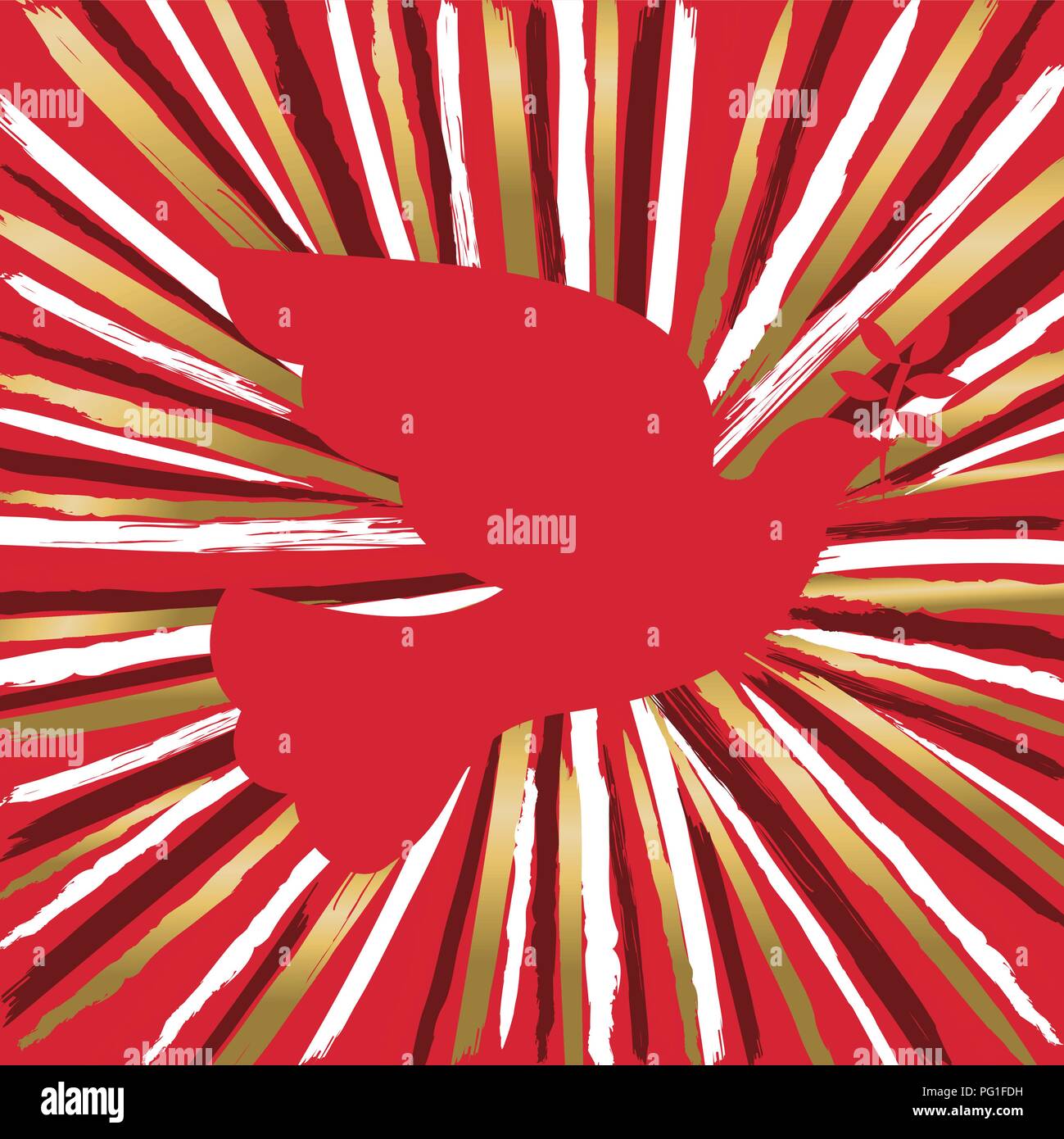 Luxury dove of peace bird shape in red color made of gold grunge hand ...